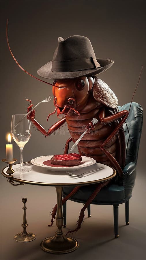 A Humorous and Surreal 3D Render of a Cockroach Stock Illustration ...
