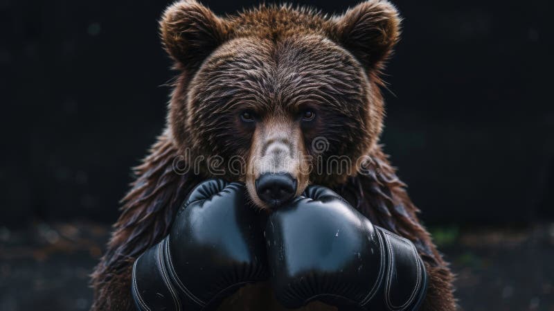 Bear Wearing Boxing Gloves Ready To Train Stock Image - Image of mascot ...