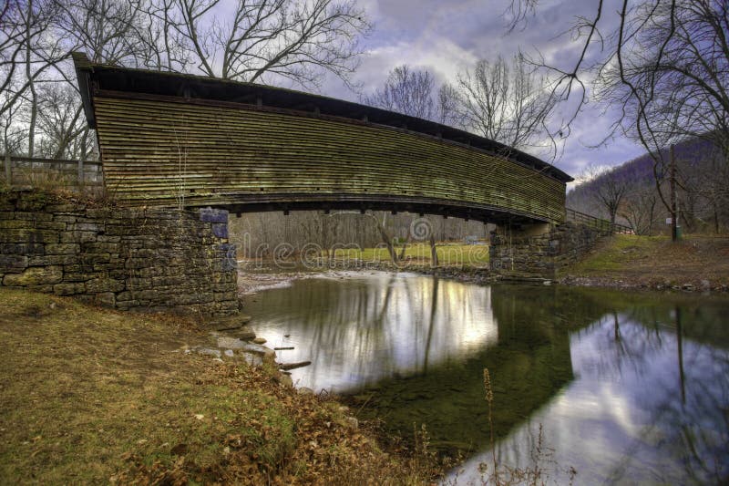 Humpback Covered Bridge in Virginia Stock Photo - Image of forest ...