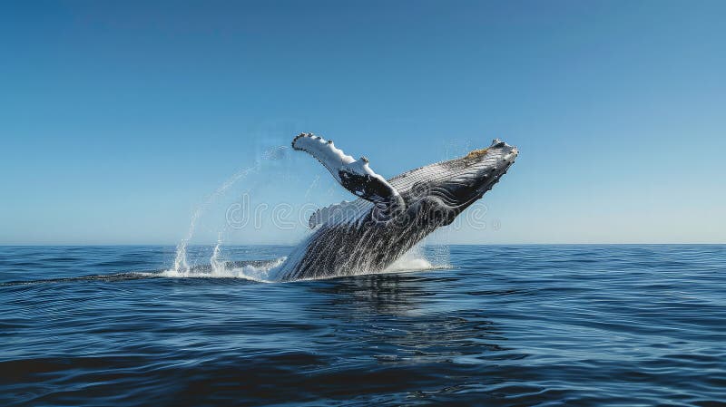 Humpback Whale Leaping Out of the Ocean Stock Image - Image of wild ...