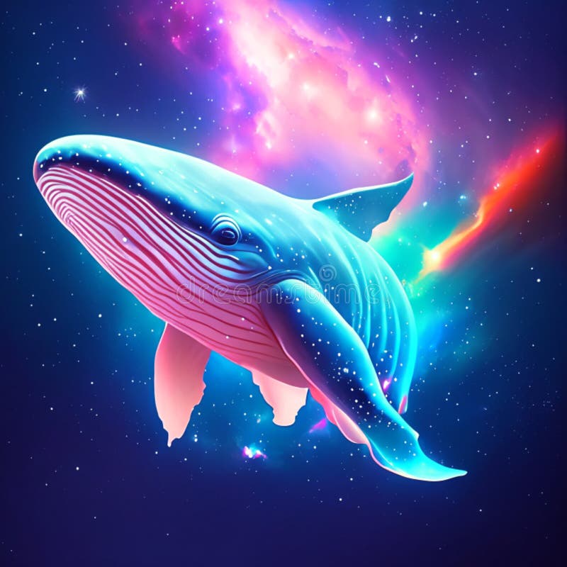 Humpback Whale in Space with Starry Sky. Vector Illustration Generative ...