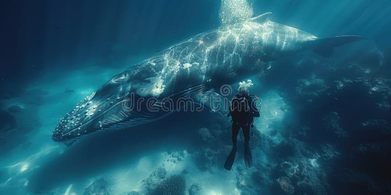 Humpback Whale Encounter. Created by Generative Artificial Intelligence Stock Illustration ...