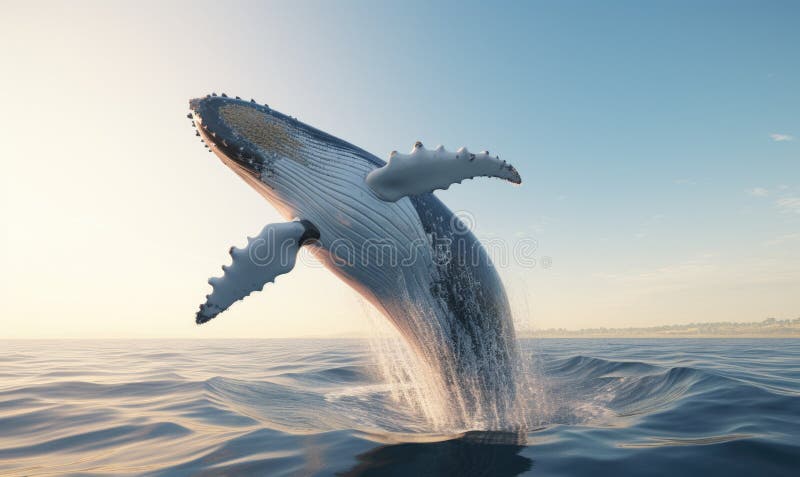 Humpback Whale Jumping Out of the Sea. Nature Background. Flying Whale ...