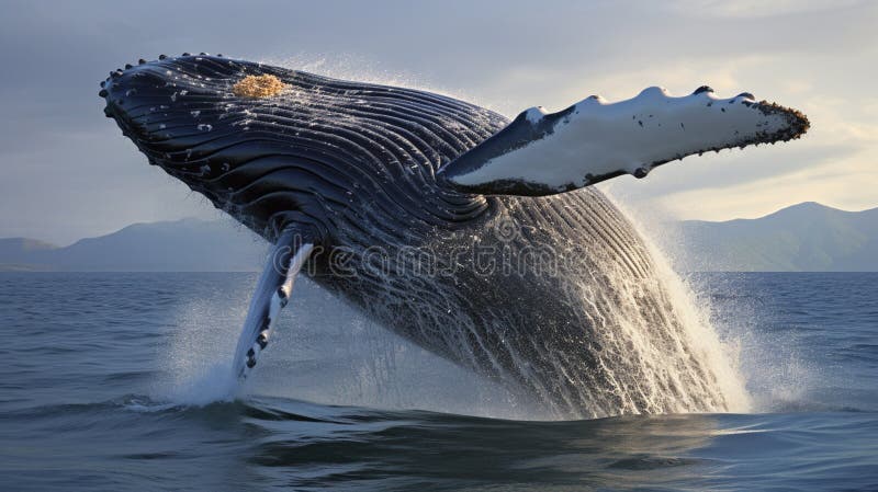 Humpback Whale (Megaptera Novaeangliae) Breaching. AI Generative Stock ...