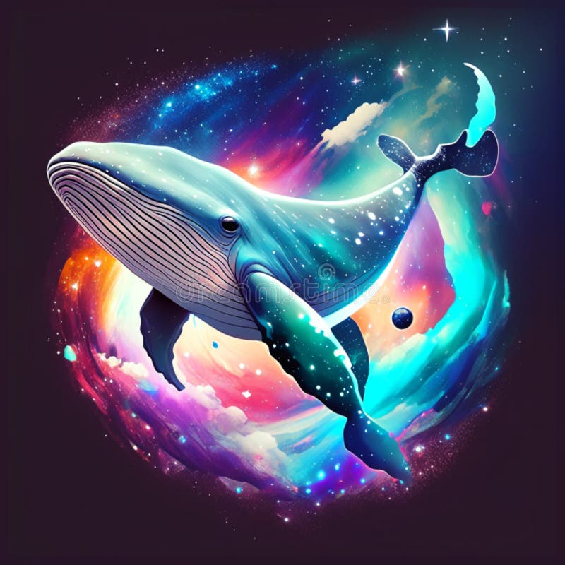 Humpback Whale in Space. Vector Illustration of a Whale in Outer Space ...
