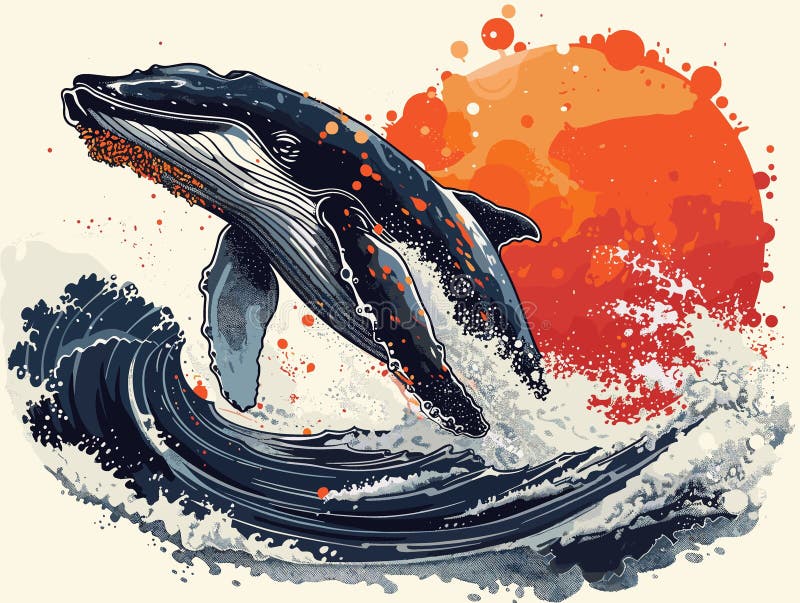 Humpback Whale. Vector Illustration of a Whale in the Ocean. Stock Vector - Illustration of ...