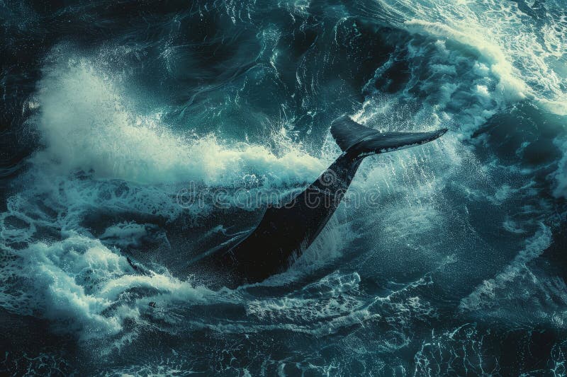 A Humpback Whales Powerful Tail Breaks the Surface of the Water in a ...