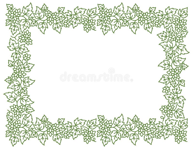 Humulus, Hop Circle Frame Floral Ornament. Thick Line Pattern. Editable ...