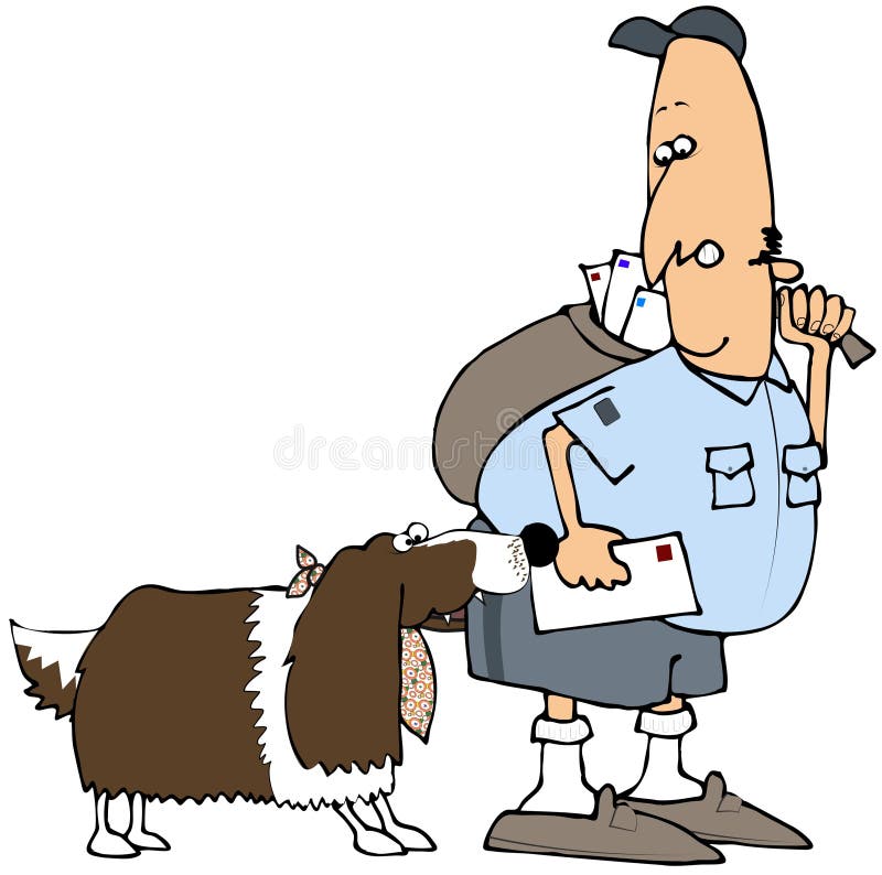 Hund, Der Einen Post-Mann Beißt Stock Abbildung - Illustration von ...