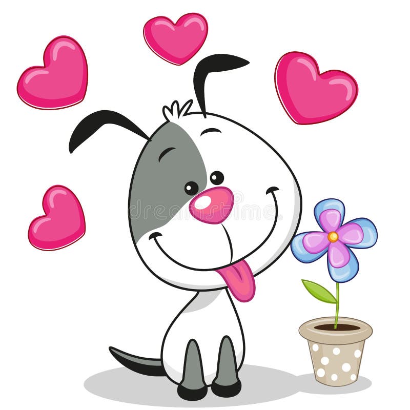 Hund mit Herzen und Blume vektor abbildung. Illustration von anstrich ... Hund mit Herzen und Blume vektor abbildung. Illustration von anstrich ...