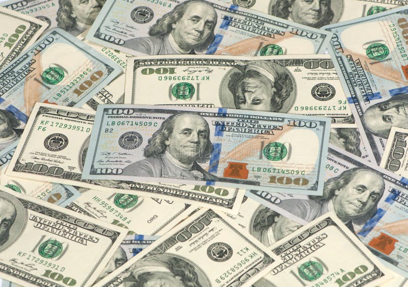 Hundert Dollarscheine in Einem Stapel Stockfoto - Bild von schuld ...