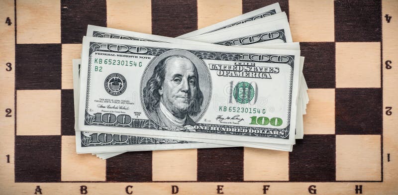 Hundred Dollar Bill on a Chess Board Stock Image - Image of finance ...
