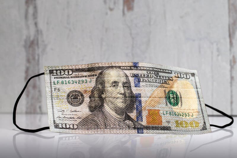 Hundred Dollar Bill USD As a Face Mask Stock Image - Image of mask ...