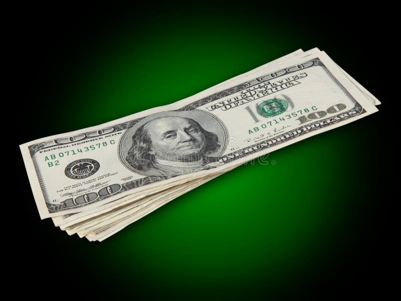 Hundred Dollar Bills with Outline Stock Photo - Image of banking ...