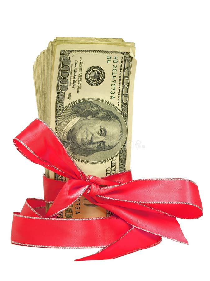 Hundred Dollar Bills Tied in a Red Ribbon Stock Image - Image of ...