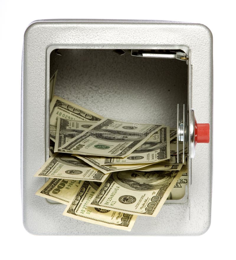 Hundred Dollar BillsOut of an Unlocked, Open Safe Stock Photo - Image ...