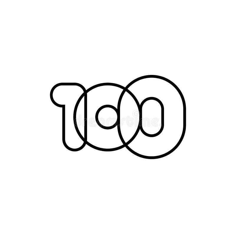 Number 100, Black and White Overlapping Thin Lines Stock Illustration ...