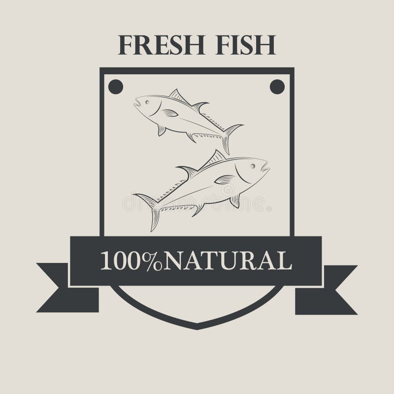 Hundred Percent Fresh Fish Label. Vector Illustration Decorative Design ...