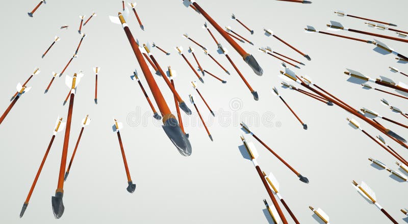Hundreds of Arrows Flying through the Sky Stock Illustration ...
