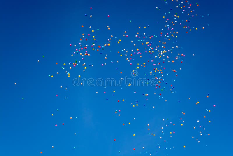 Hundreds of balloons stock image. Image of flight, flying - 81122545