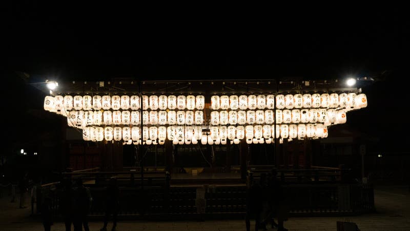 Hundreds of Bright Lanterns at Night at Japanese Temple Stock Image ...