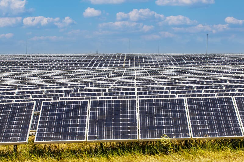 Hundreds Solar Energy Modules or Panels Rows Along the Dry Lands Stock ...