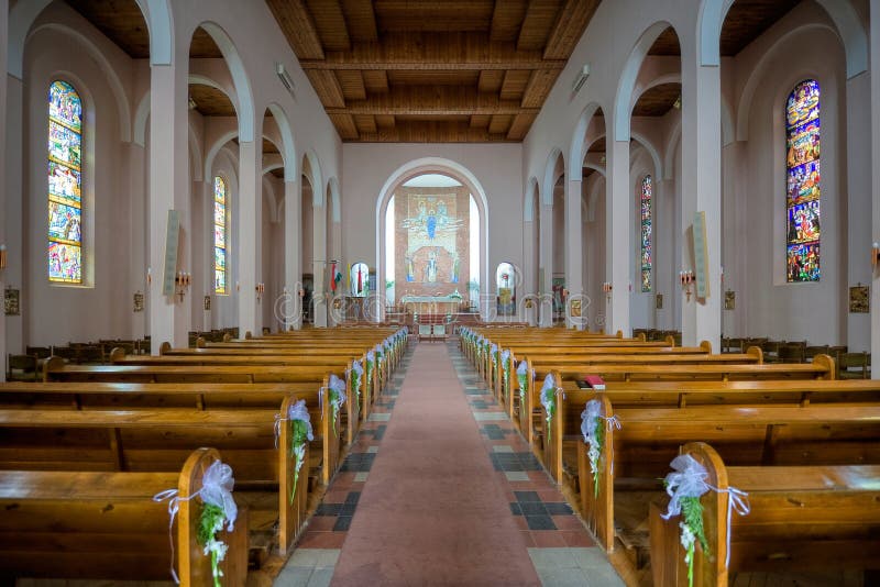 Roman Catholic Church Interior Stock Image - Image of glass, gothic ...