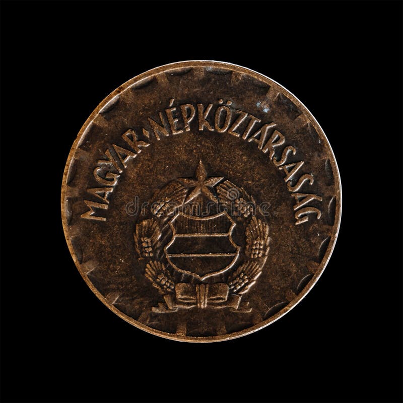Hungarian Coin of 100 Forints Lies on Dark Black Surface Close-up ...