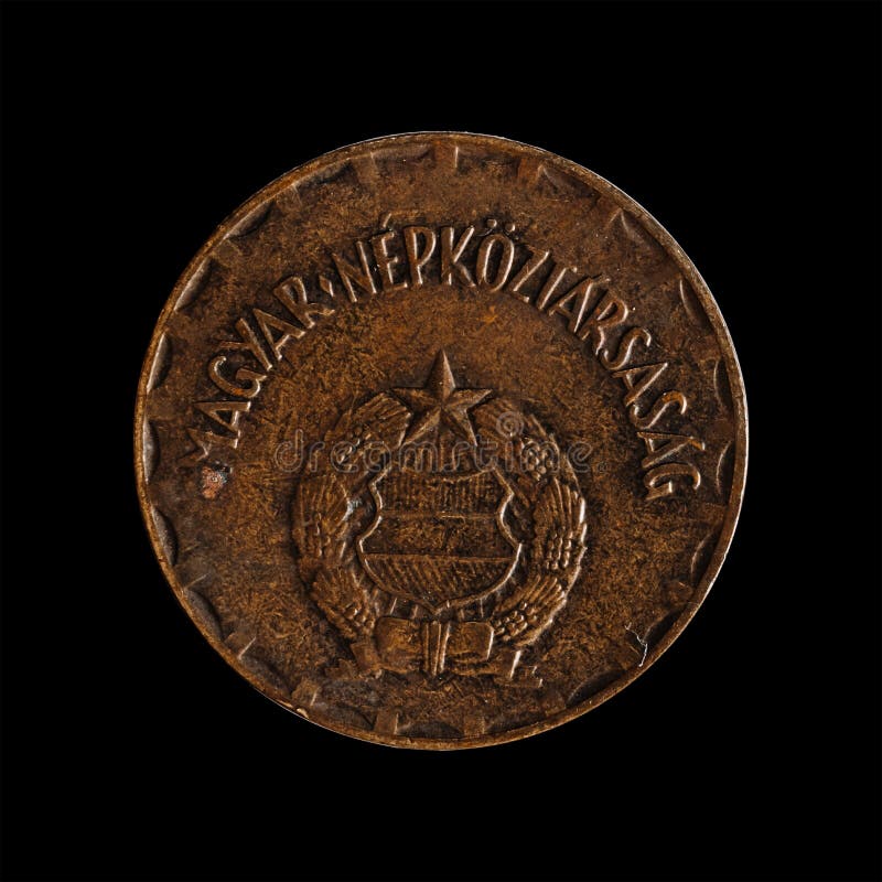 Hungarian Coin of 100 Forints Lies on Dark Black Surface Close-up ...