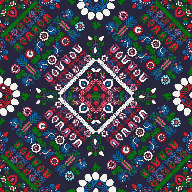 Hungarian Embroidery Pattern 47 Stock Vector - Illustration of flower ...