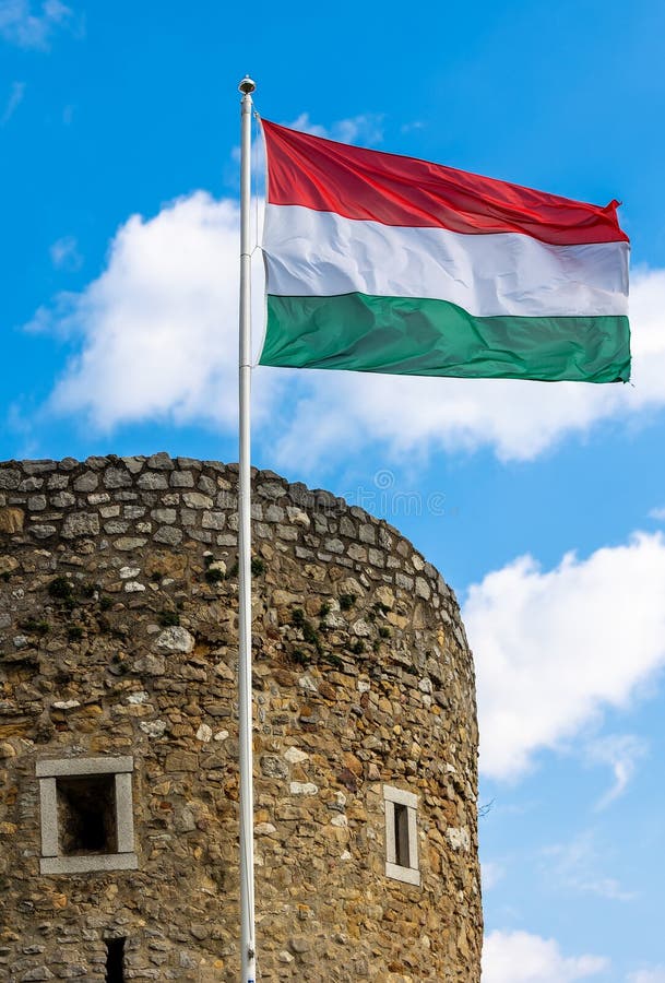 Hungarian Flag on Medieval Bastion Stock Image - Image of fortified ...