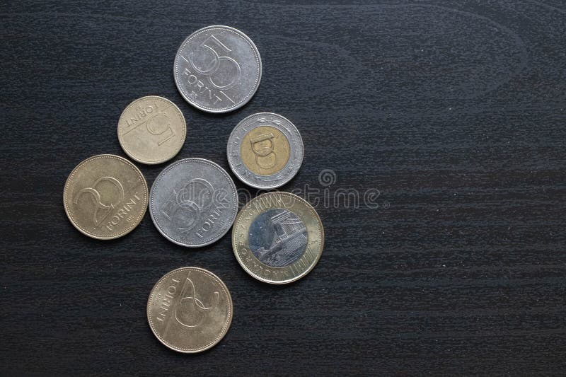 Hungarian Forint Coins on a Table Stock Photo - Image of label, paper ...