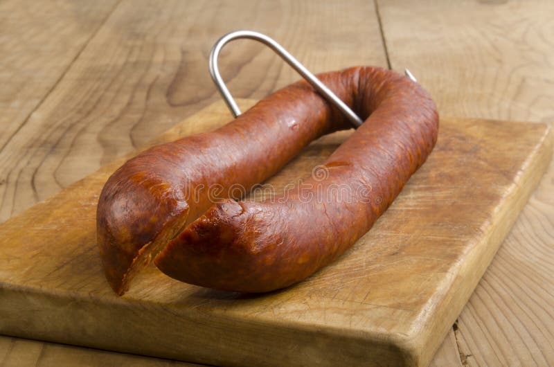 Hungarian Kolbasz on a Butchers Hook Stock Image - Image of hungary ...