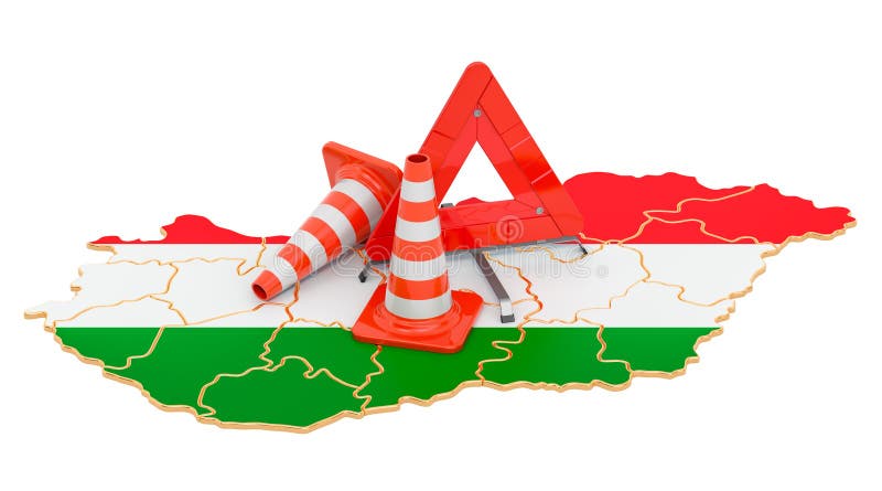 Set of Hungarian Warning Road Signs Stock Illustration - Illustration ...