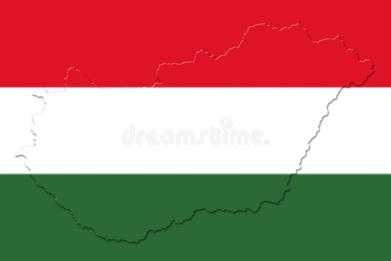 Hungarian National Flag and Map 3D Illustration Stock Illustration ...