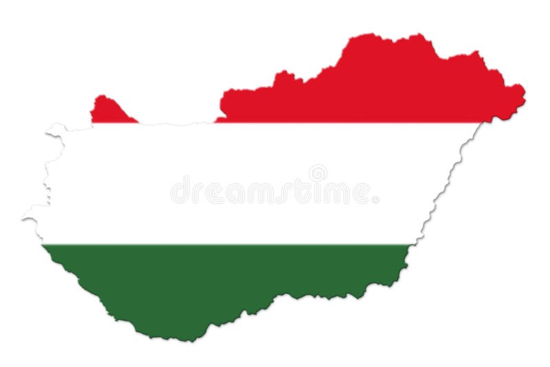 Hungarian National Flag and Map Isolated on White Background 3D Stock ...