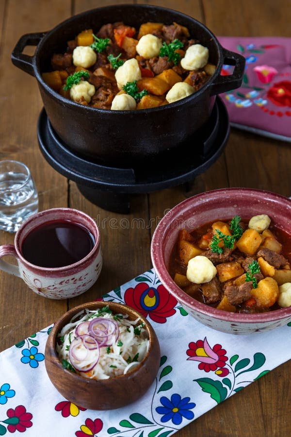 Hungarian Soup Bograch with Beef and Vegetables Stock Photo - Image of ...