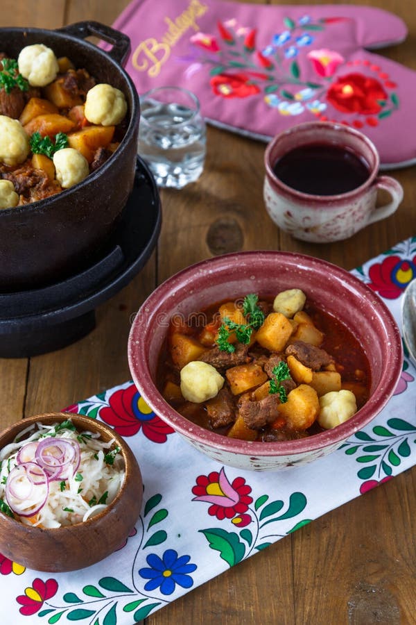 Hungarian Soup Bograch with Beef and Vegetables Stock Photo - Image of ...
