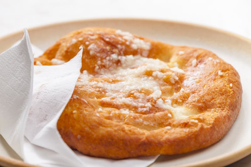 Hungarian Typical Food Called Langos Stock Image - Image of bread ...