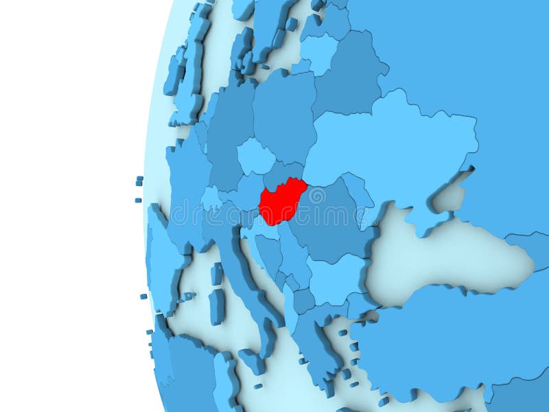 Hungary on blue globe stock illustration. Illustration of country ...