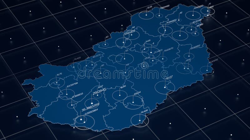 Hungary Blue Map Big Data Visualization. Futuristic Map Infographic ...