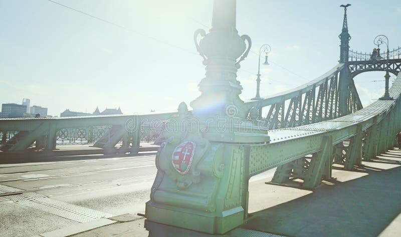 Hungary Budapest Liberty Bridge Along Rhine River and Danube River ...
