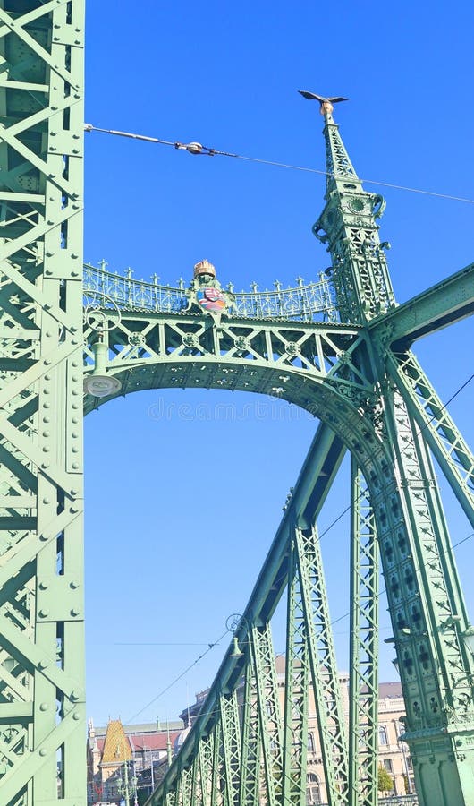 Hungary Budapest Liberty Bridge Along Rhine River and Danube River ...