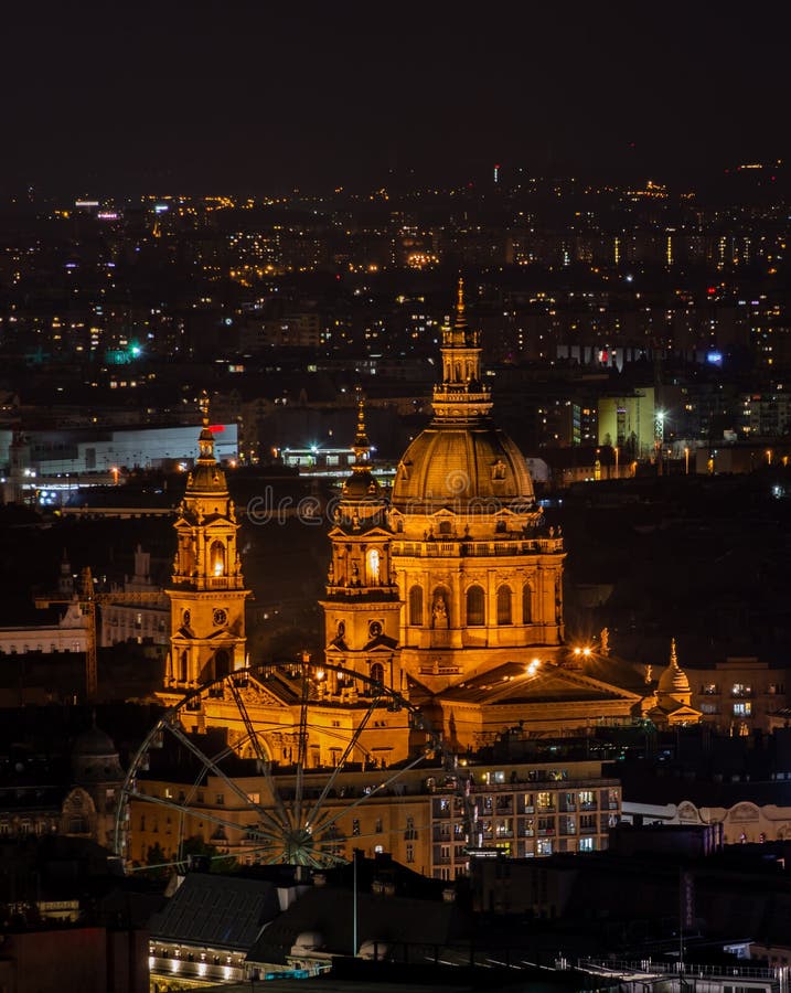 Hungary, Budapest at Night View from Gellert Mountain on the Night City ...