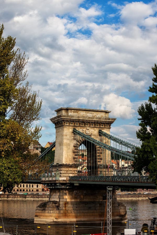Chain Bridge on Danube River in Budapest Stock Photo - Image of travel ...