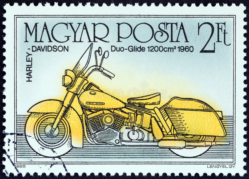 HUNGARY - CIRCA 1985: a Stamp Printed in Hungary Shows Harley-Davidson ...