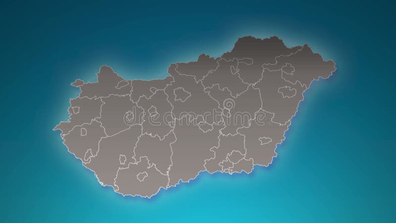 Hungary Country Map with Zoom in Realistic Clouds Fly through. Camera ...