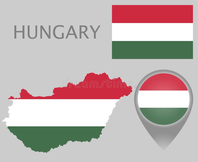 Hungary Flag, Map and Map Pointer Stock Vector - Illustration of ...