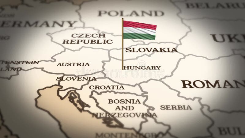 Hungary Flag Showing on World Map with 3d Rendering Stock Footage ...