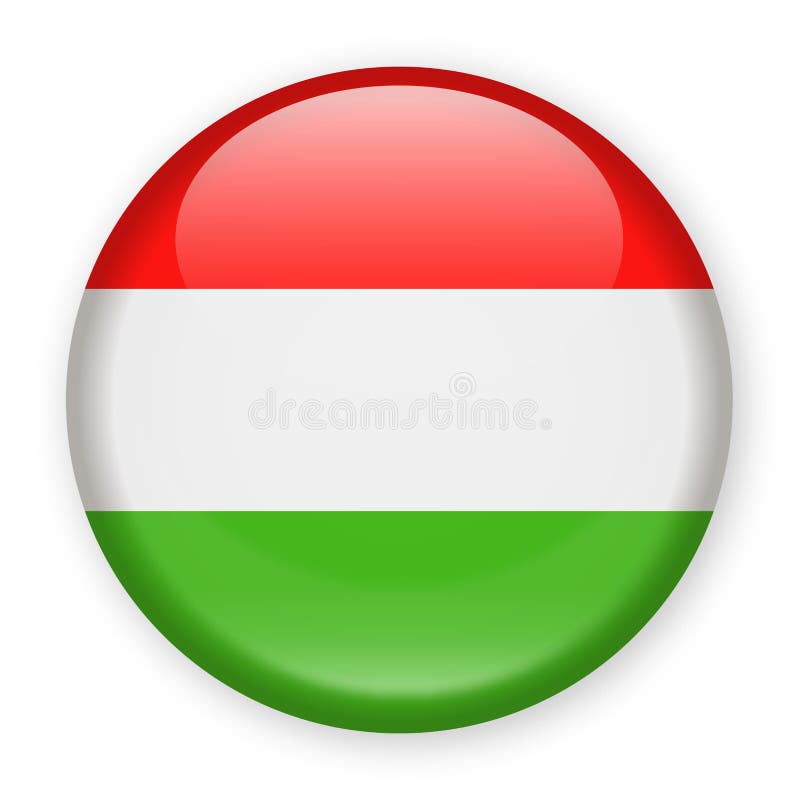 Hungary Flag - Round Glossy Stock Vector - Illustration of glass, badge ...